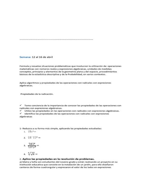Clase 3 Propiedades De La Radicación Pdf