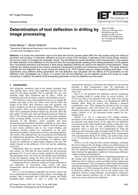 Determination Of Tool Deflection In Drilling By Image Processing Request Pdf