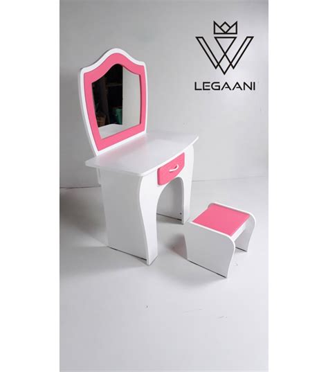 გოგოს საძინებლის ტრილიაჟი სარკით ერთი უჯრით და სკამით პრინცესა