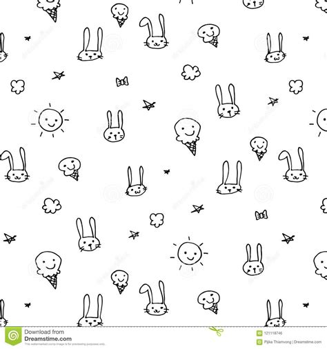 Hand Drawn Funny Pattern Background Stock Vector Illustration Of