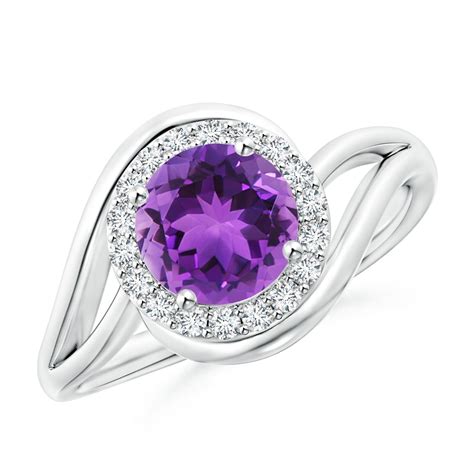 Angara Natural 115 Ct Amethyst Bypass Engagement Ring With Diamond