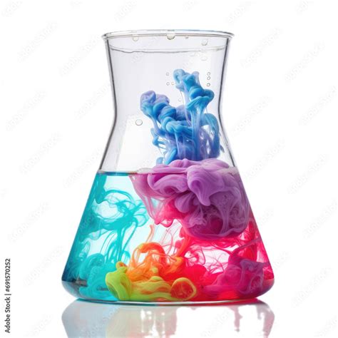 A Glass Beaker With A Rainbow Of Colors Mixing And Rising To The Top In