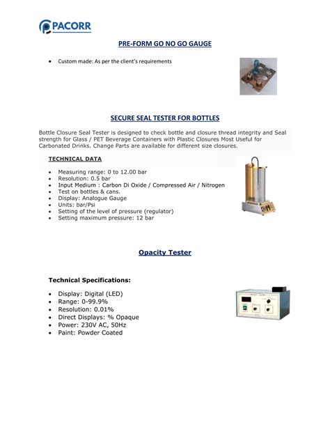 Bottles Pet Preform And Glass Testing Instruments Pdf