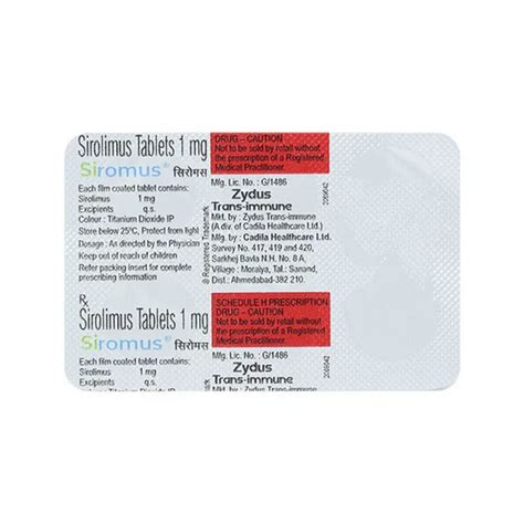 Sirolimus Drug Find Lowest Prices Online Siromus Sirolimus 1 Mg