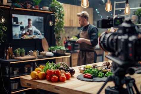 Premium Photo Behind The Scenes Of A Tv Cooking Show With Celebrity Chef