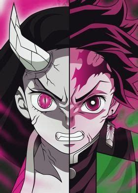 Metal Poster Displate Nezuko X Tanjiro Anime Character Drawing Anime Sketch Anime Artwork