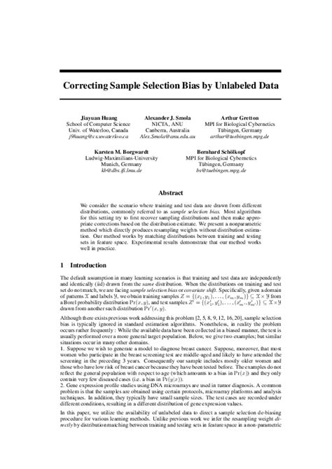 Pdf Correcting Sample Selection Bias By Unlabeled Data