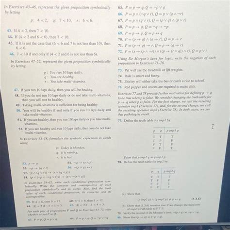 Solved In Exercises 43 46 Represent The Given Proposition