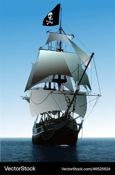 Old Pirate Ship Or Sailing Boat Galley Galleon Vector Image