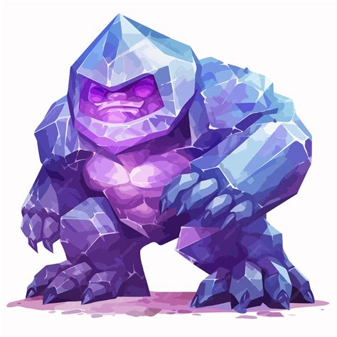 Shiny Crystal Golem Clipart Isolated On White Background Premium Ai