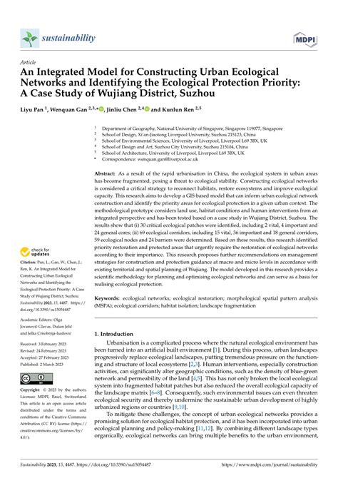 Pdf An Integrated Model For Constructing Urban Ecological Networks And Identifying The
