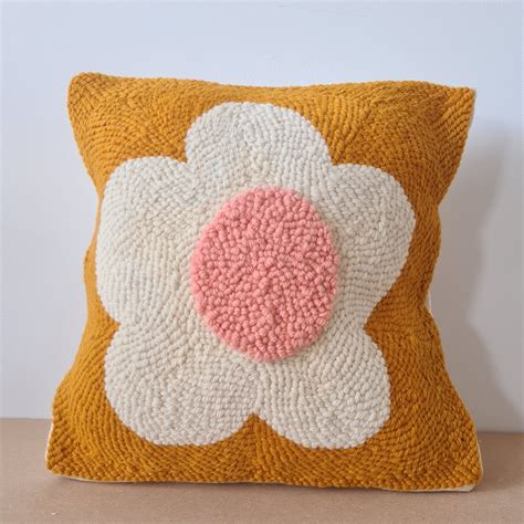 Mustard Floral Punch Needle Cushion Kit Simple Crafted Life