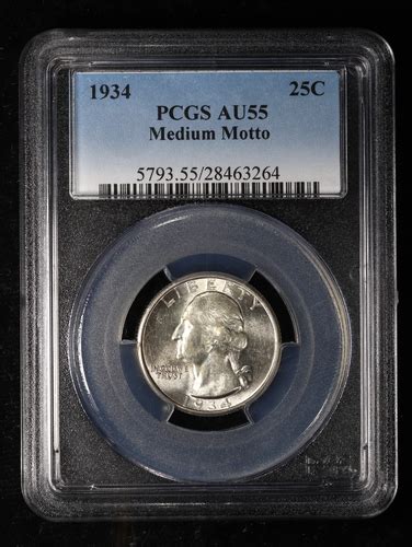 1934 Washington Quarter Medium Motto 25c Pcgs Au55 Ebay