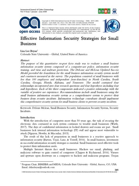 effective information security strategies for small business pdf