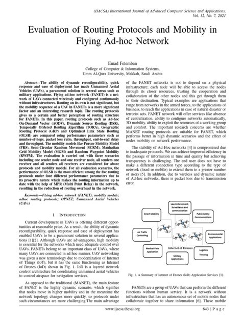 Paper 73 Evaluation Of Routing Protocols And Mobility Pdf