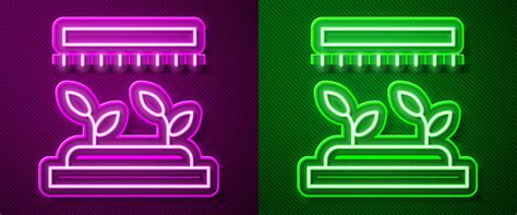 빛나는 네온 라인 보라색과 녹색 배경에 격리 된 자동 관개 스프링클러 아이콘 급수 장비 정원 요소 스프레이 건 아이콘 벡터 0명에 대한 스톡 벡터 아트 및 기타 이미지