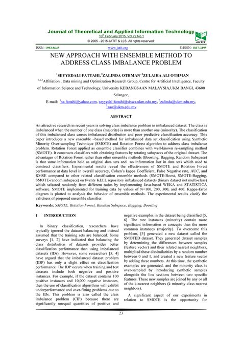 pdf new approach with ensemble method to address class imbalance