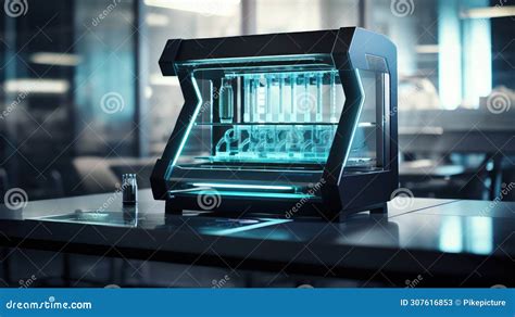 Dna Sequencing Machine At Work In A Sterile Lab Glowing With Digital