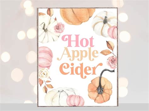 Hot Apple Cider Sign Fall Pumpkin First Birthday Party Sign Hot