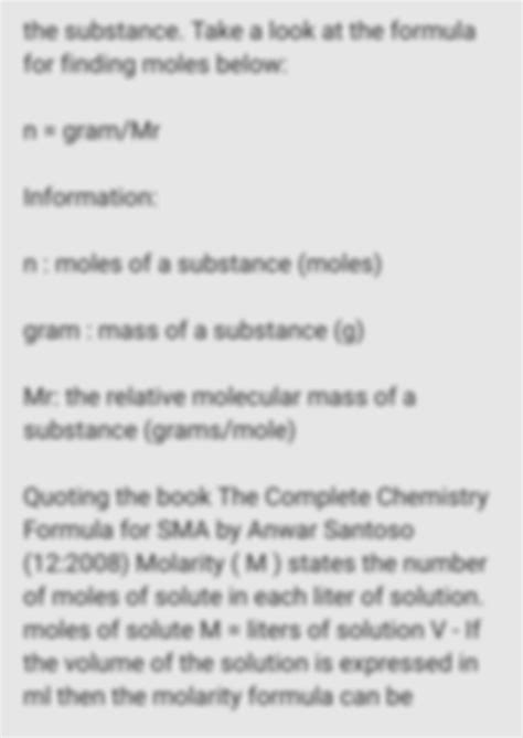Solution Understanding Molarity Explanation Of Formulas A Studypool