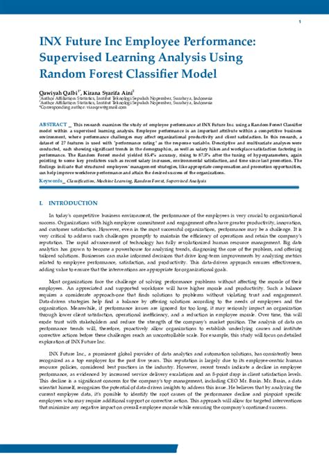 Pdf Inx Future Inc Employee Performance Supervised Learning Analysis