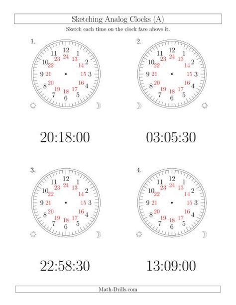 Sketching Time On 24 Hour Analog Clocks In 30 Second Intervals Large Clocks Old