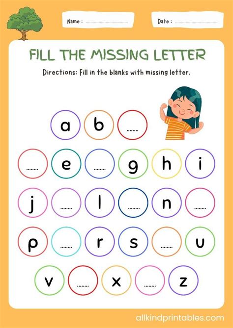 Kindergarten Missing Letter Worksheets Preschool Worksheets Letter