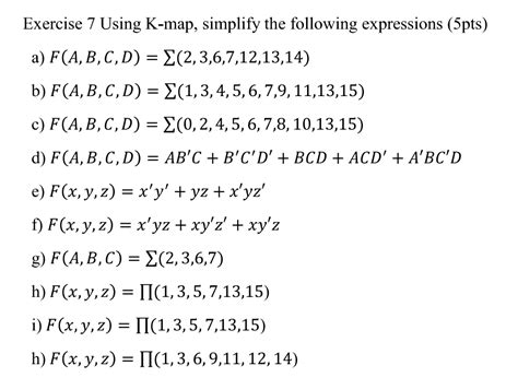 Solved Exercise 7 ﻿using K Map Simplify The Following