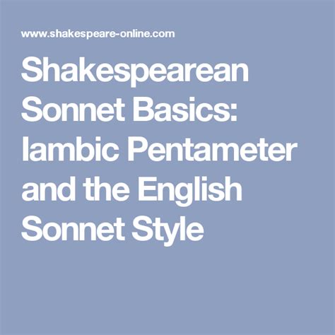 Shakespearean Sonnet Basics Iambic Pentameter And The English Sonnet