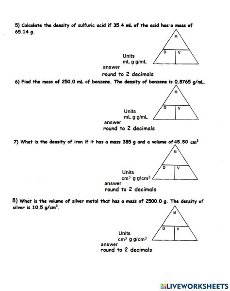 Ps 00 11 Density Practice 2 Worksheet Live Worksheets