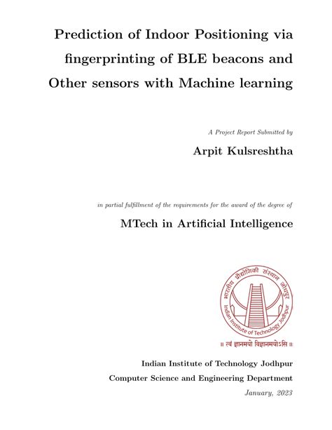 Pdf Prediction Of Indoor Positioning Via Fingerprinting Of Ble Beacons And Other Sensors With