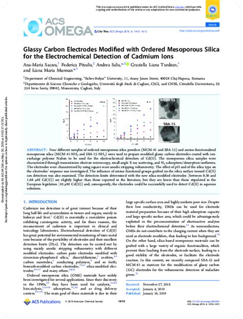 Pdf Glassy Carbon Electrodes Modified With Ordered Mesoporous Silica For The Electrochemical