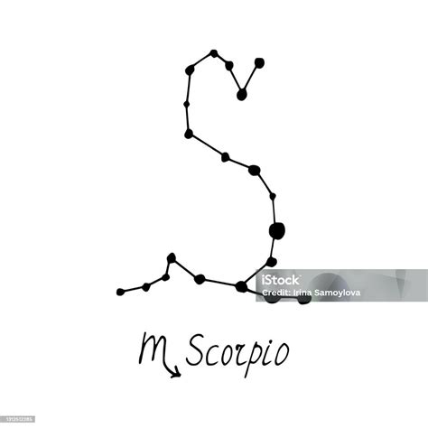 별자리 전갈 자리 아이콘과 문자 손으로 그린 낙서 스타일 벡터 미니멀리즘 흑백 스케치 조디악 기호 별자리 개념에 대한 스톡 벡터 아트 및 기타 이미지 Istock