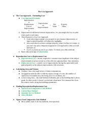 The Cost Approach Docx The Cost Approach The Cost Approach Estimating Cost O Cost Approach