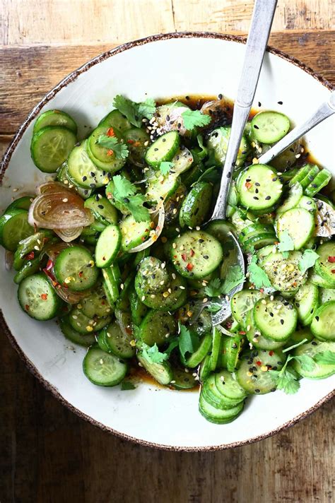 Asian Cucumber Salad Serving Dumplings