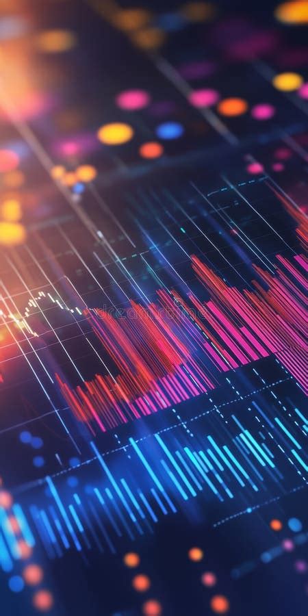 colorful digital data visualization with graphs and patterns stock