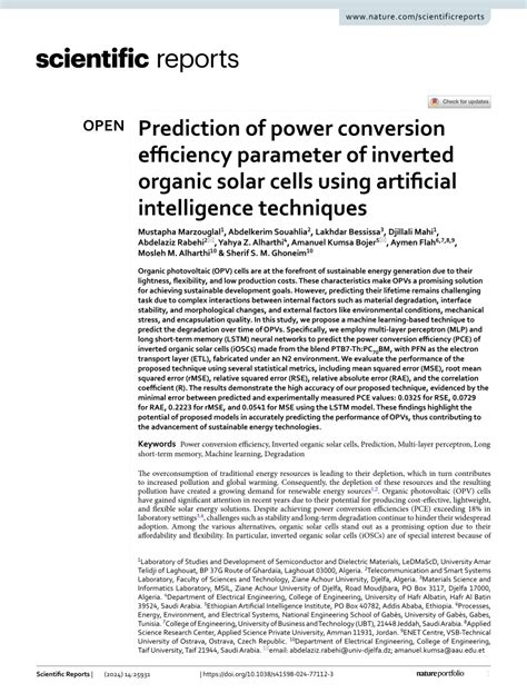 Pdf Prediction Of Power Conversion Efficiency Parameter Of Inverted