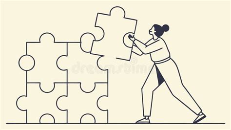 Person Connecting Large Jigsaw Puzzle Pieces Teamwork Problem Solving Vector Design Generative