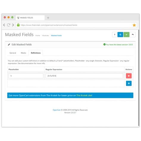 Opencart Masked Fields