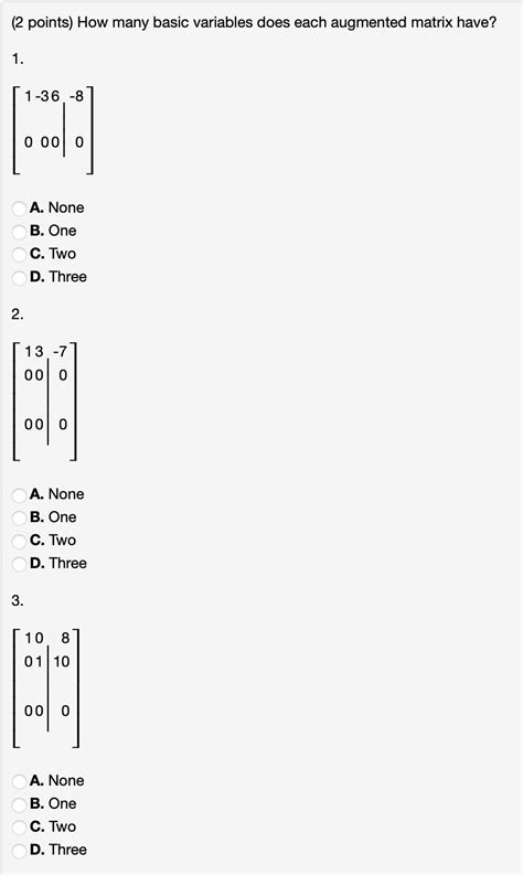 Solved 2 Points How Many Basic Variables Does Each