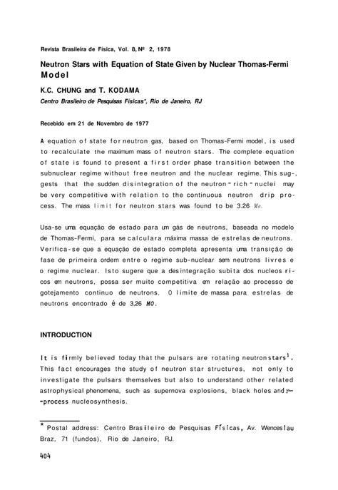 Pdf Neutron Stars With Equation Of State Given By Nuclear Thomas Fermi Model