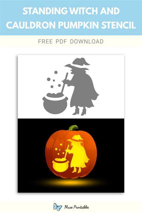 A Pumpkin With The Words Standing Witch And Cauldron Pumpkin Stencil