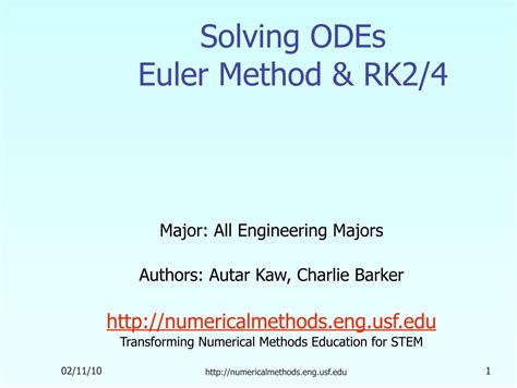 Euler Method For Solving Ordinary Differential Equations