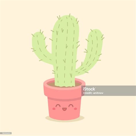 귀여운 선인장 즙이 많은 만화 벡터 귀여운에 대한 스톡 벡터 아트 및 기타 이미지 귀여운 꽃 식물 녹색 Istock