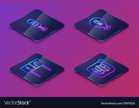 Set Isometric Line Push Pin Road Traffic Sign Vector Image