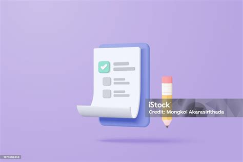 연필로 3d 화이트 클립보드 작업 관리 Todo 체크리스트 프로젝트 계획에 대한 효율적인 작업 진행 수준 업 개념 과제 및 시험