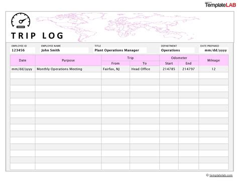 Trip Sheet Template