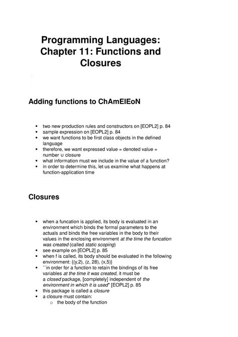 2014 2015 Lecture Notes 11 Functions And Closures Programming