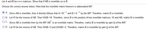 Solved Let A And B Be Nxn Matrices Show That If AB Is Chegg