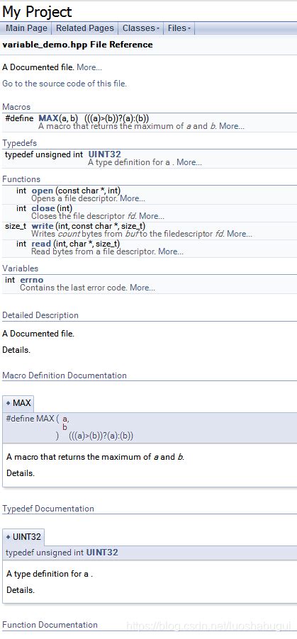 Doxygen 全局对象注释doxygen Global Function Csdn博客